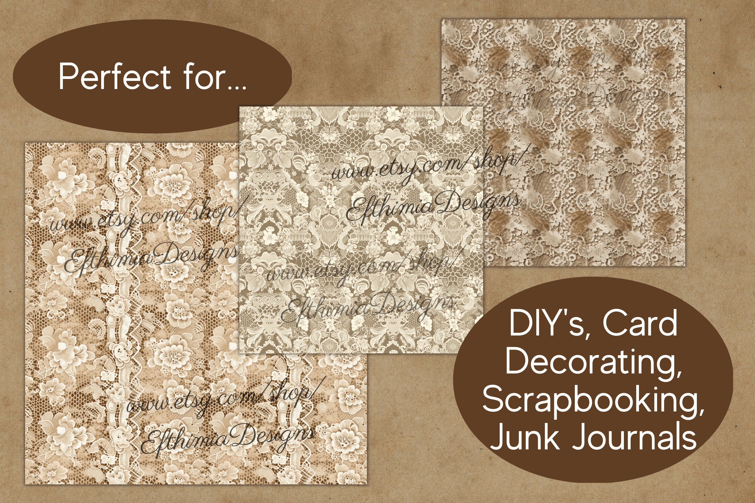 Scrapbook Paper Beige Lace, Printable, Junk Journal, Pattern, Antique ...