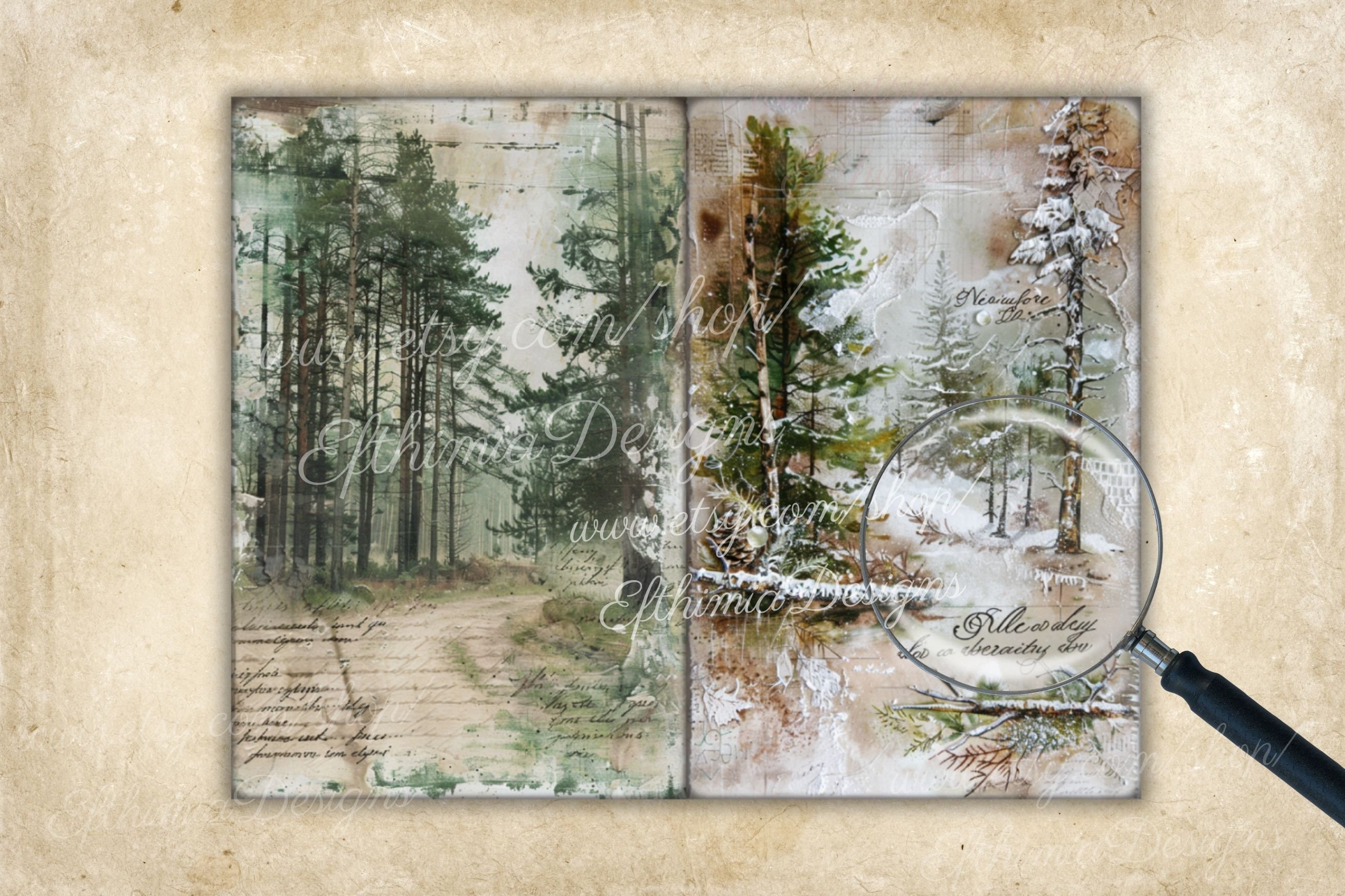 Deep Forest Junk Journal Pages, Printable PDF Scrapbook Paper With ...