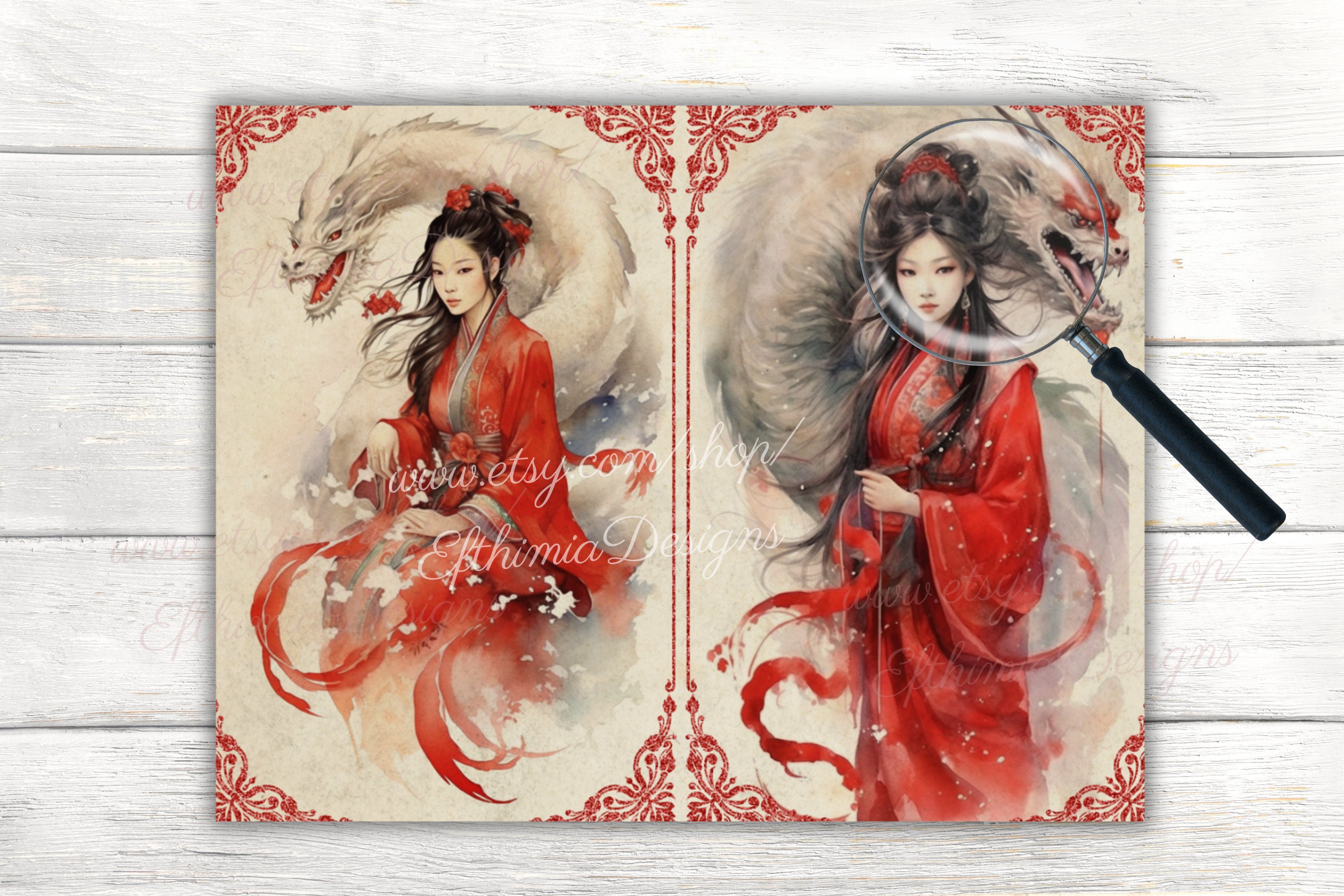 Dragon Lady Junk Journal Pages, Asian Inspired Journal, Chinese ...