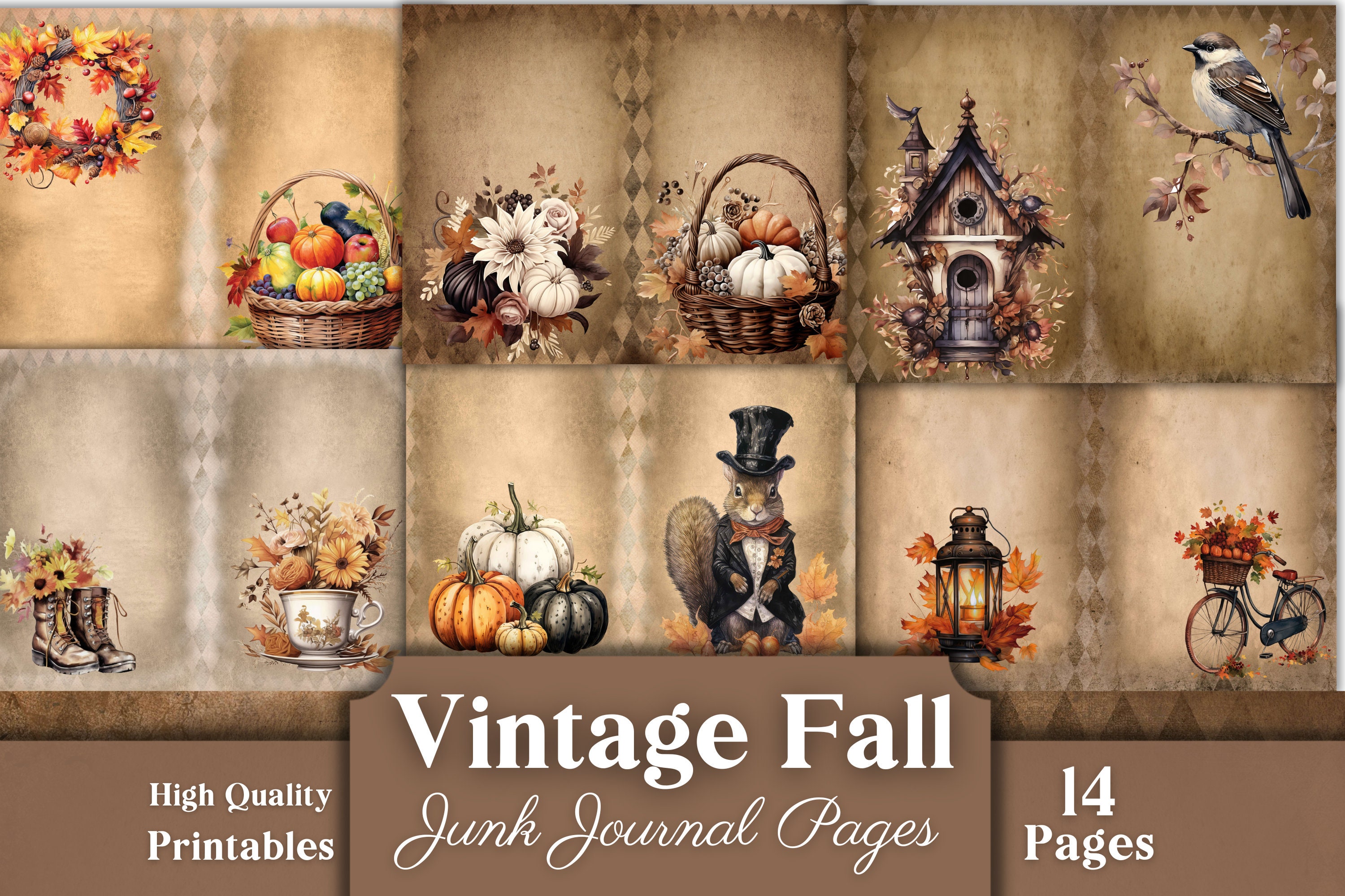 Vintage Fall Junk Journal, Autumn Journal Pages, Printable Junk Journal ...