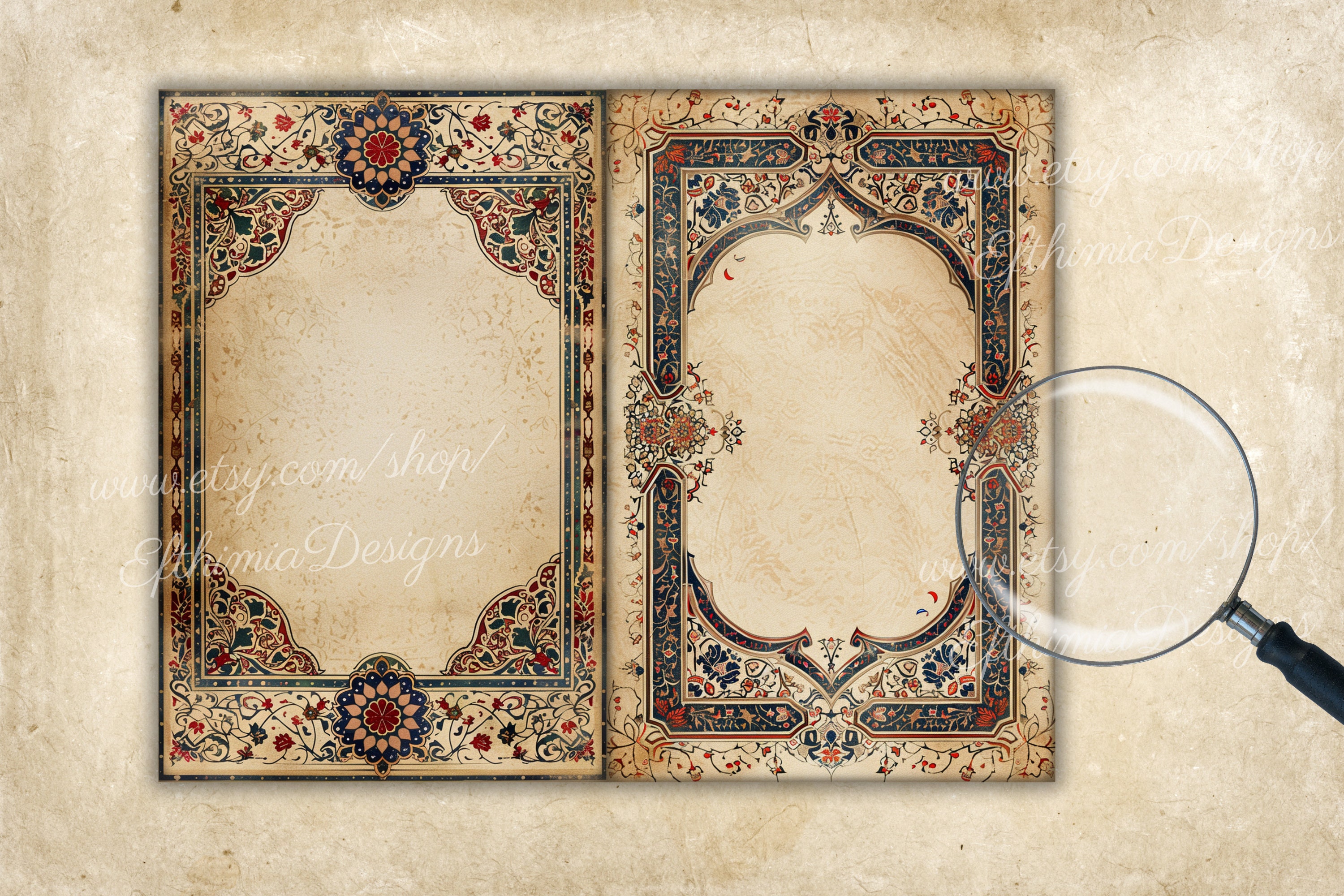 Arabic Calligraphy Junk Journal Pages, Middle East Arabian Paper for ...