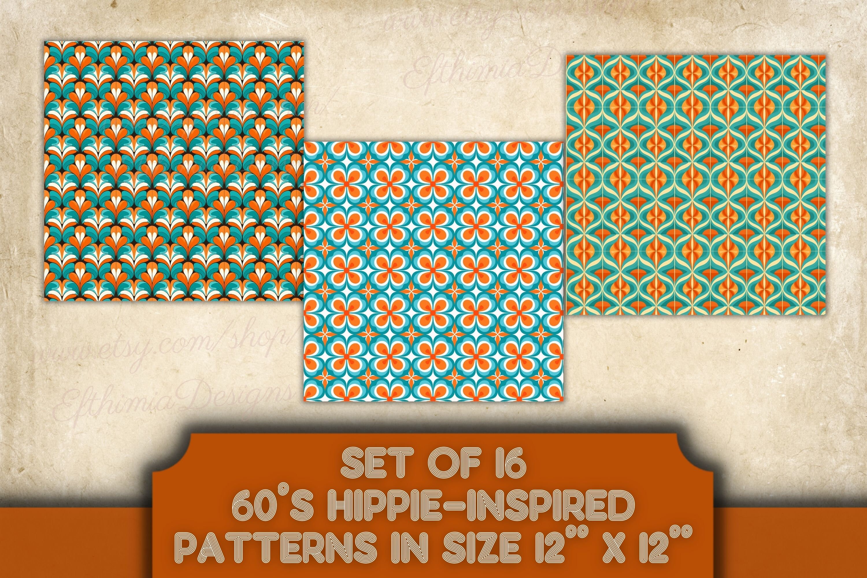 Groovy 60's Scrapbook Paper, Seamless Background, Printable, Junk ...