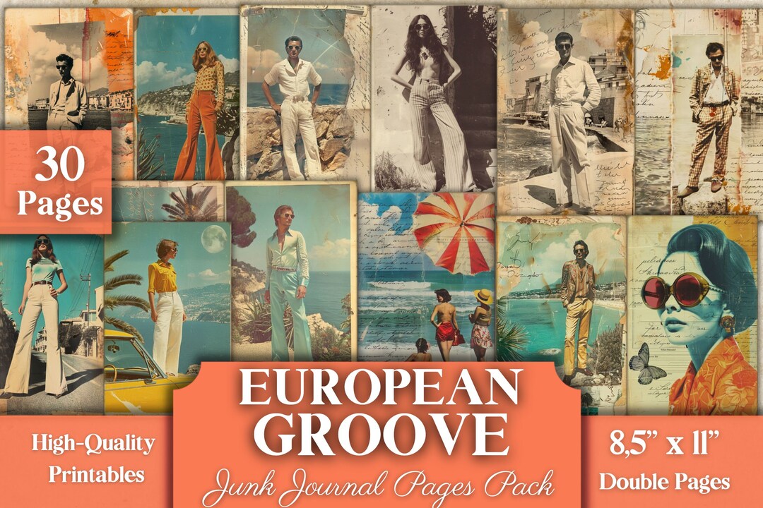 European Groove Printable PDF Junk Journal Pages With Retro Photography ...