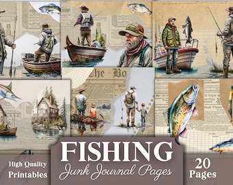 Fishing Junk Journal Pages, Fishermen Ephemera, Vintage Fisherman ...