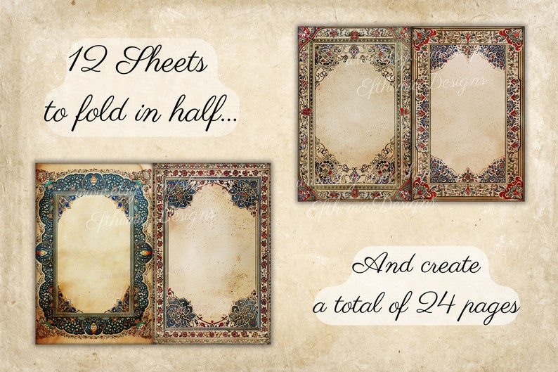 Arabic Calligraphy Junk Journal Pages, Middle East Arabian Paper for ...