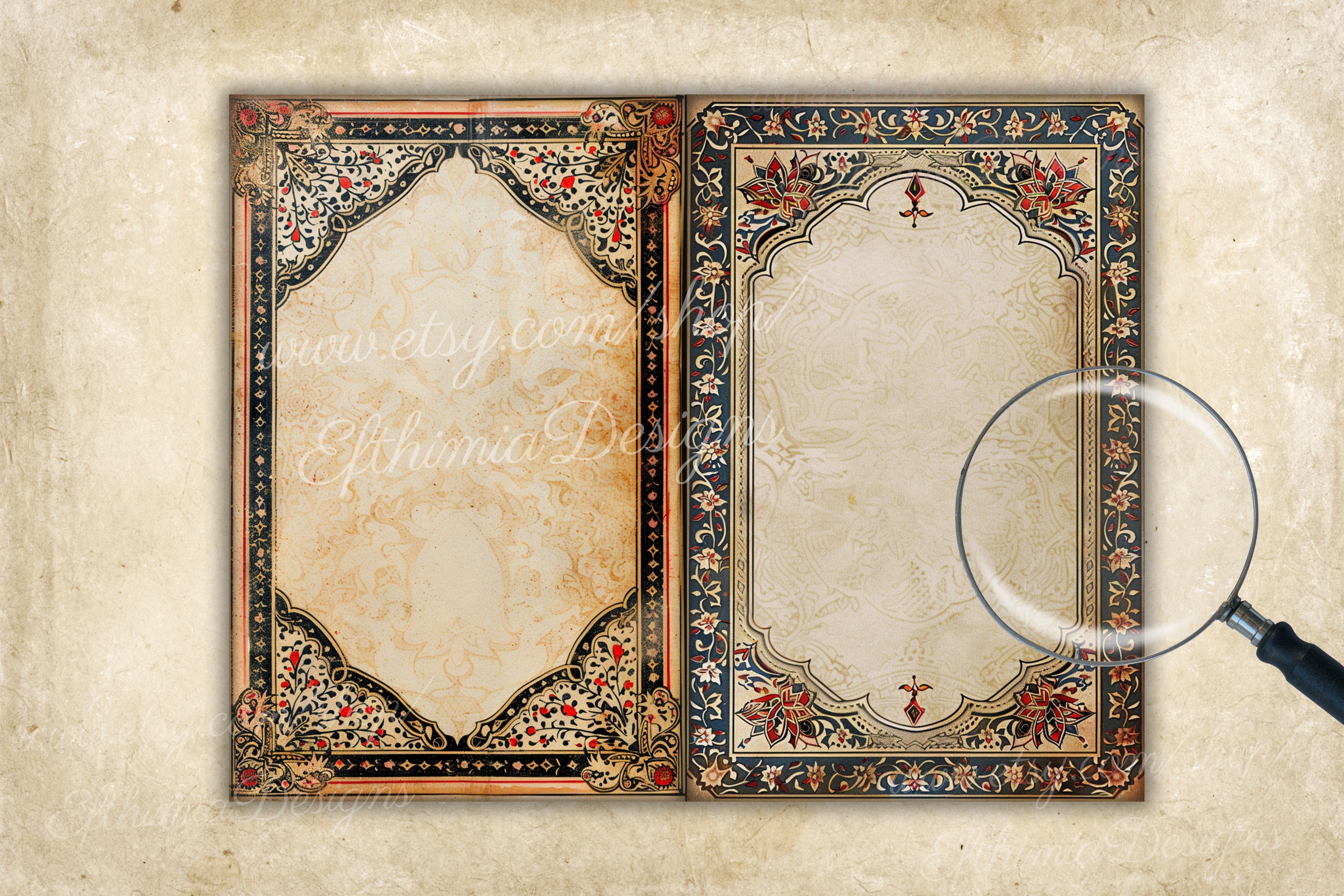 Arabic Calligraphy Junk Journal Pages, Middle East Arabian Paper for ...