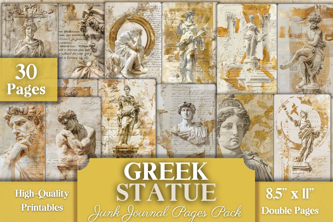 Greek Statue Junk Journal Pages, Printable PDF Journaling and ...