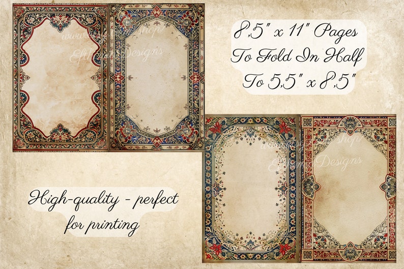 Arabic Calligraphy Junk Journal Pages, Middle East Arabian Paper for ...