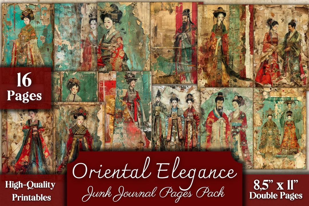 Oriental Elegance Pages PDF, Printable Scrapbook Paper With Asian ...