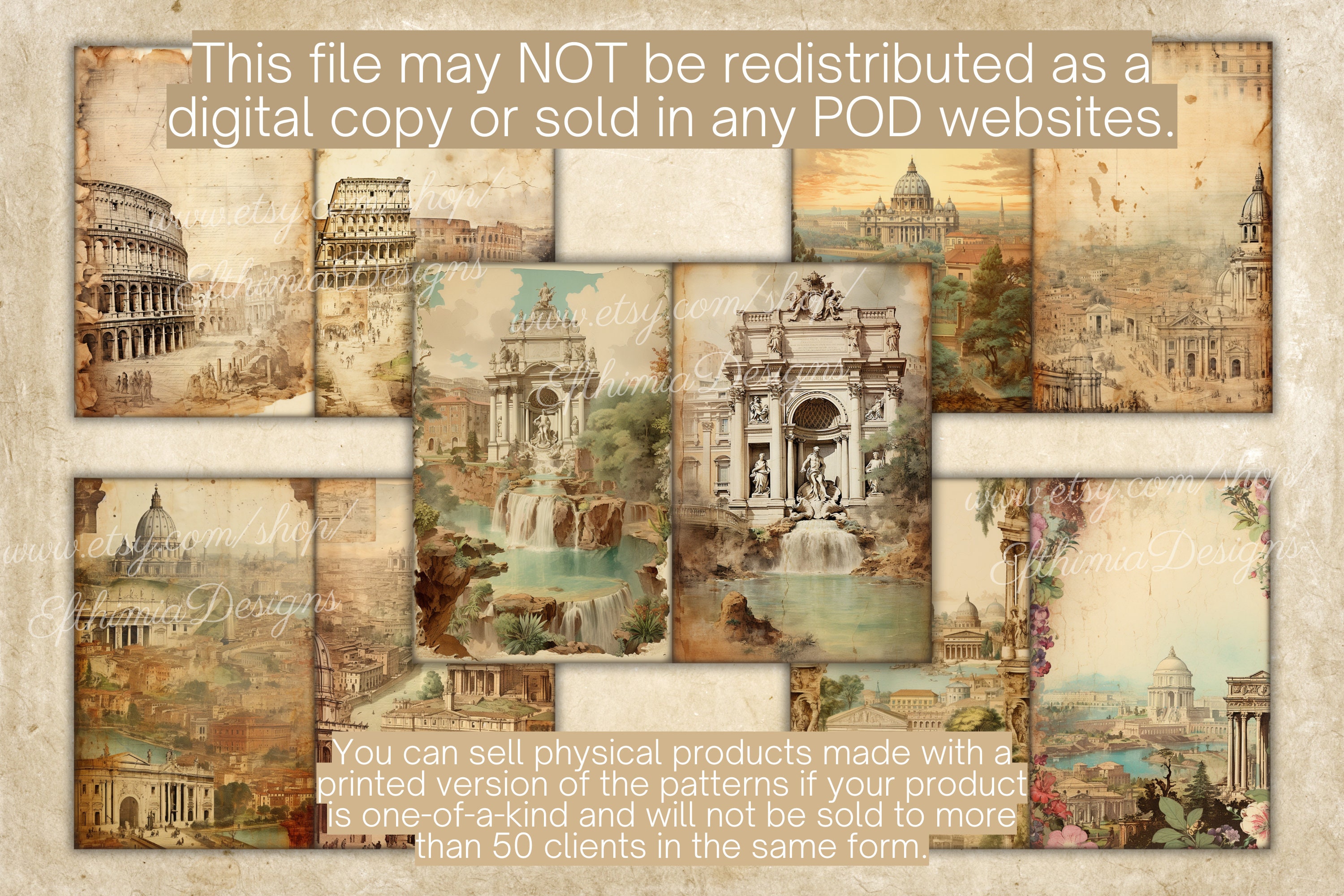 Eternal Rome Junk Journal, Italian City Printable Pages, Europe Antique ...