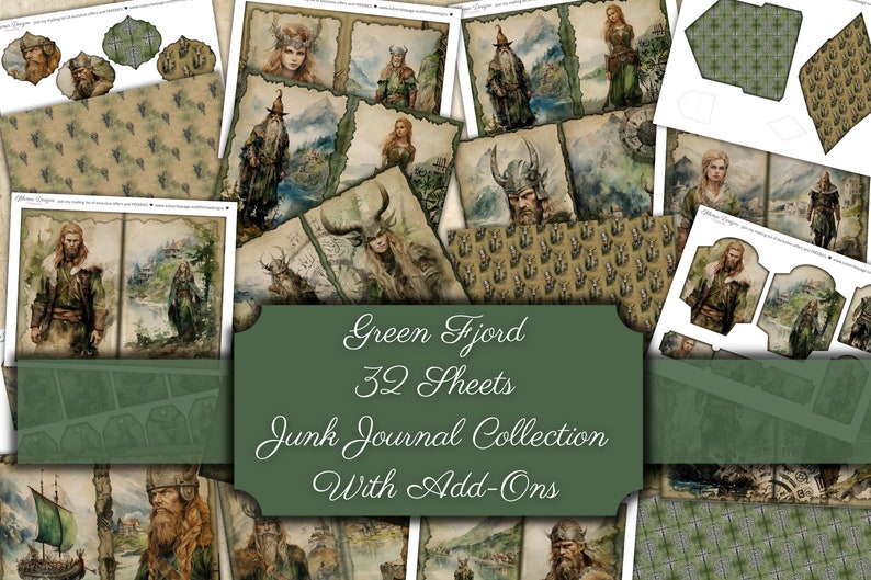 Green Fjord, Viking Junk Journal Kit, Printable Digital Download ...