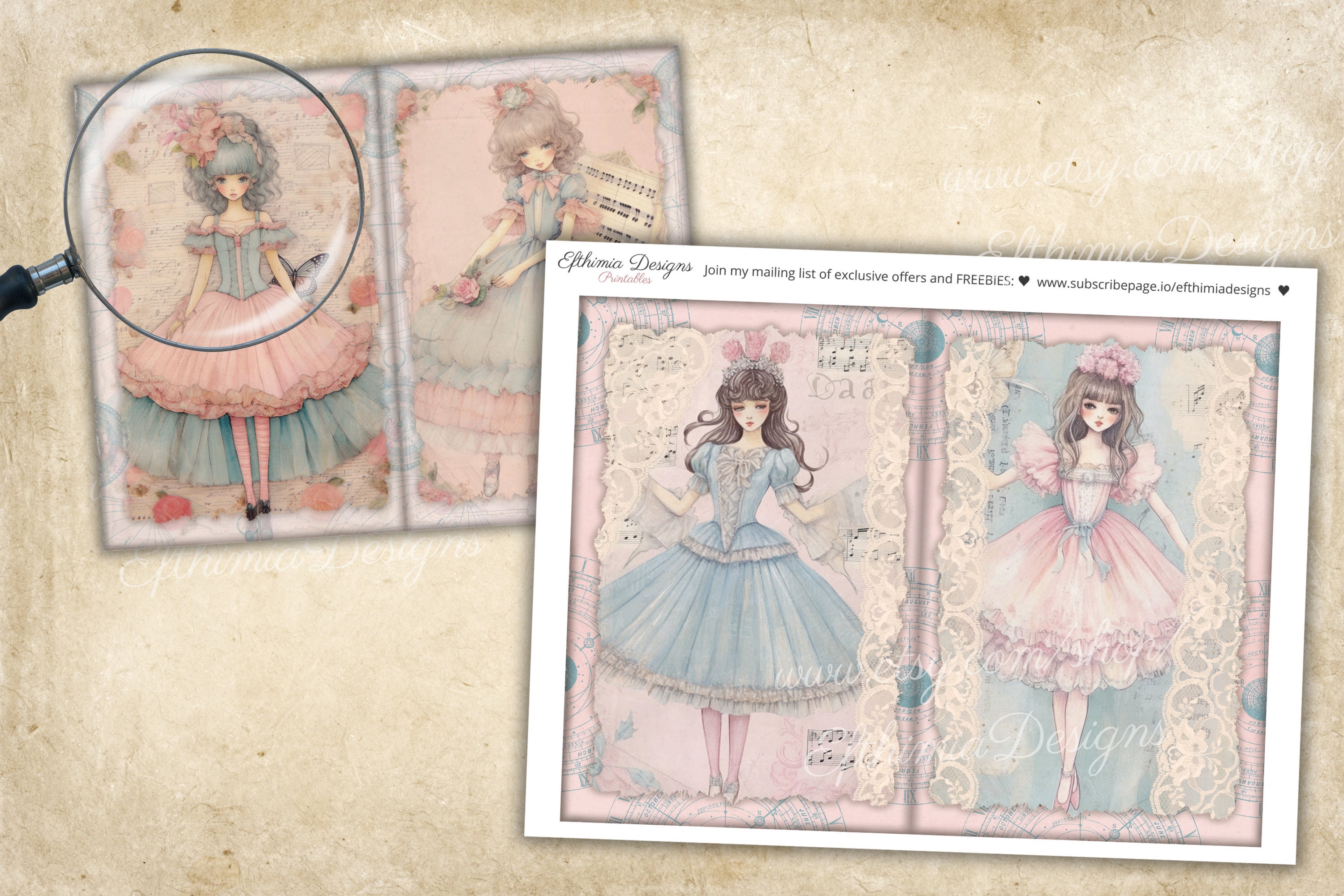 Angelic Dolls, Junk Journal Kit, Printable Digital Download, Digikit ...