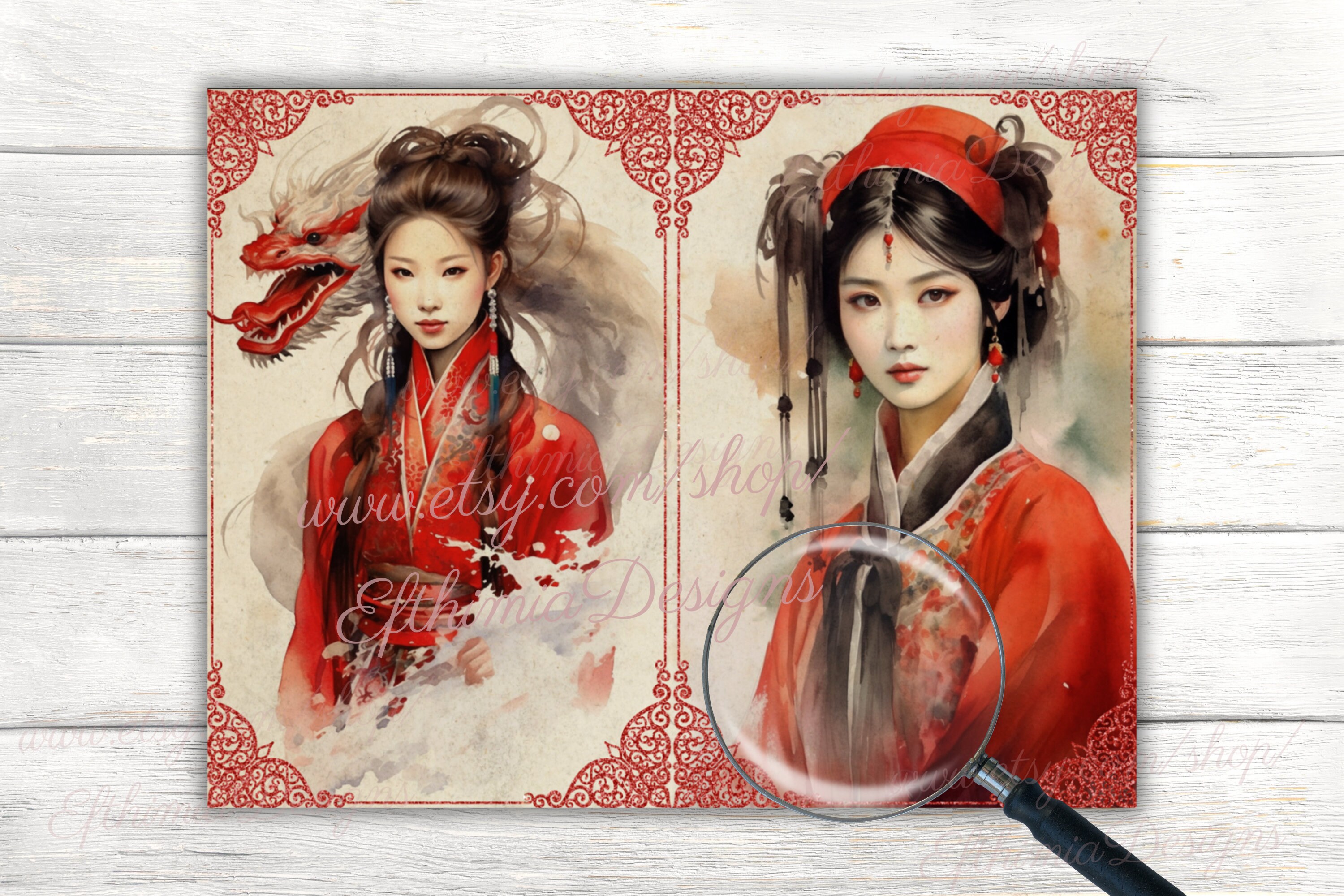 Dragon Lady Junk Journal Pages, Asian Inspired Journal, Chinese ...