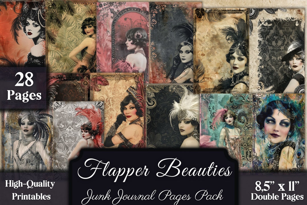 Flapper Beauties Junk Journal, Printable Pages, Roaring Twenties 1920's ...