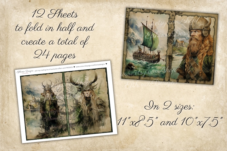 Green Fjord, Viking Junk Journal Kit, Printable Digital Download ...