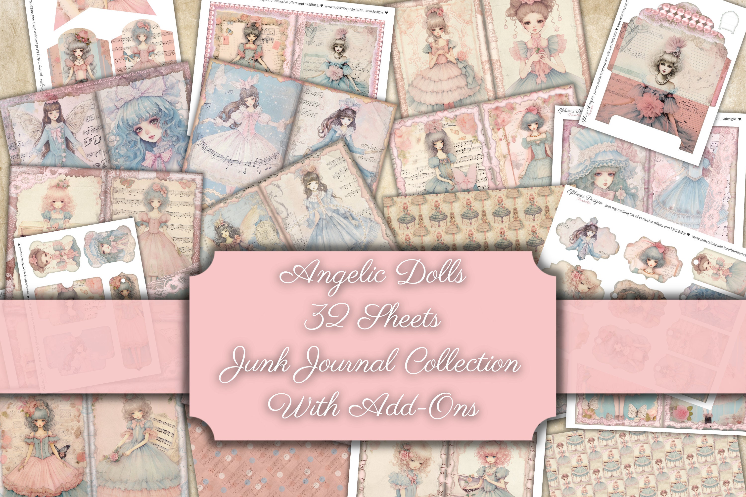 Angelic Dolls, Junk Journal Kit, Printable Digital Download, Digikit ...