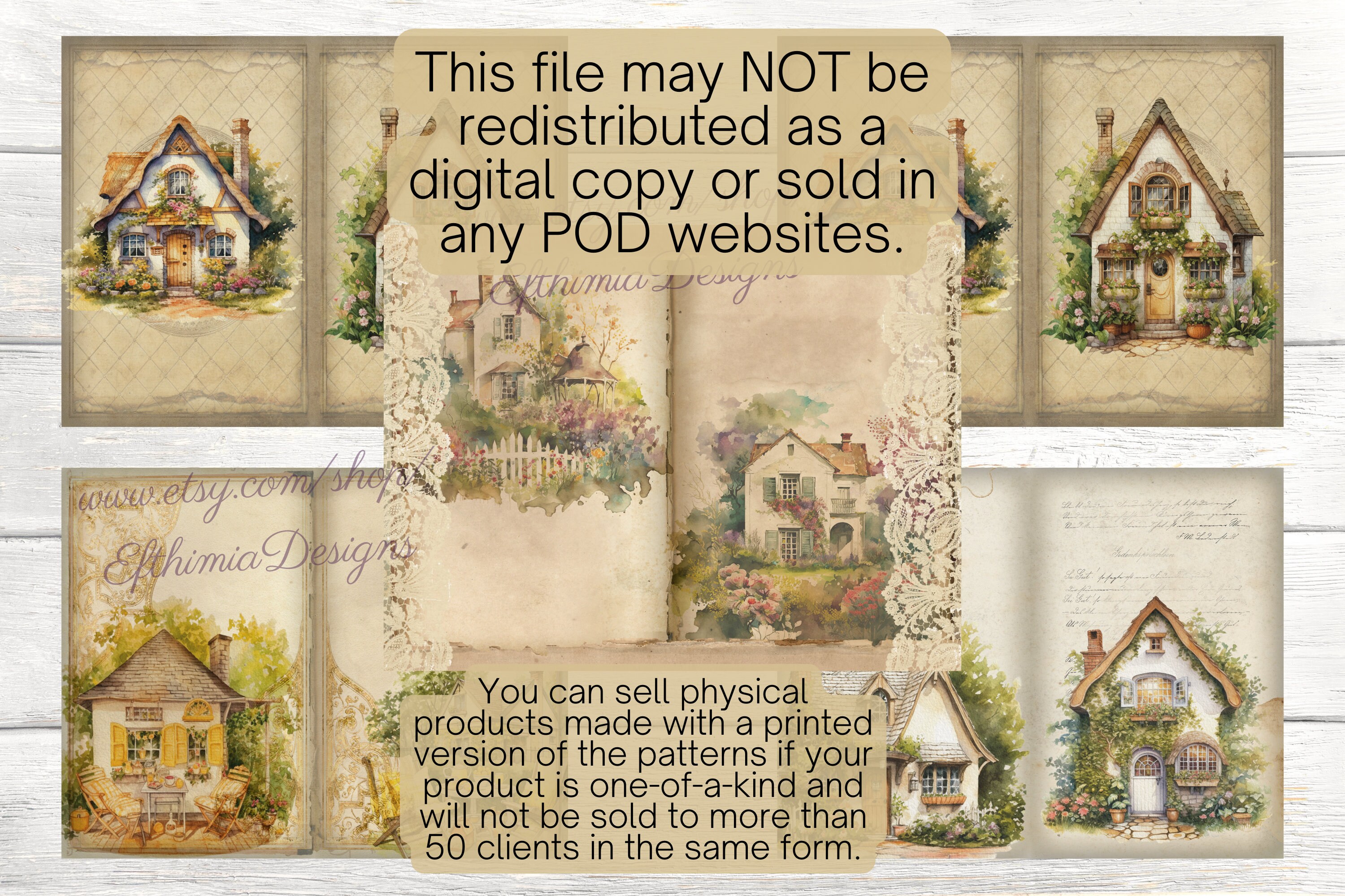 Classic Cottage, Junk Journal Pages, Digital Download, Printable ...
