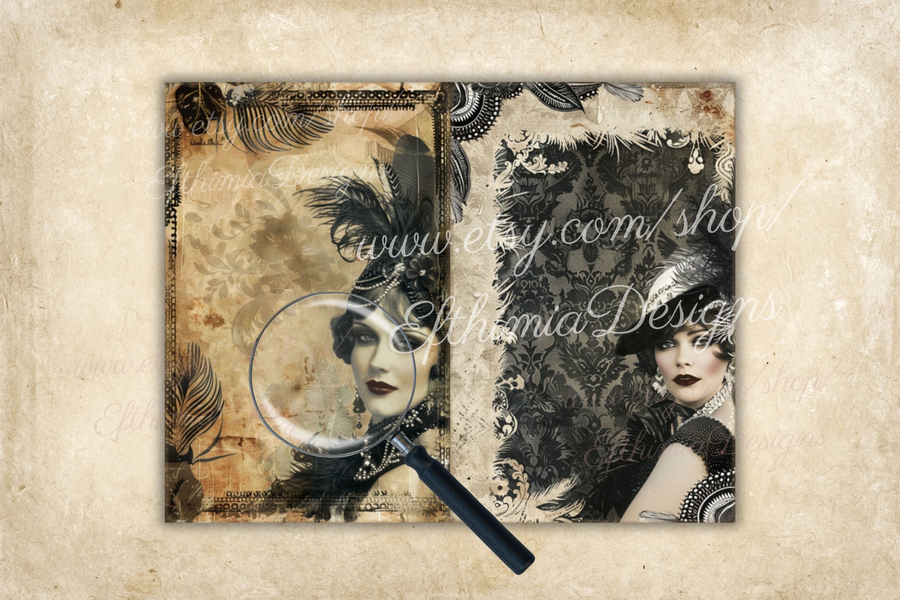 Flapper Beauties Junk Journal, Printable Pages, Roaring Twenties 1920's ...