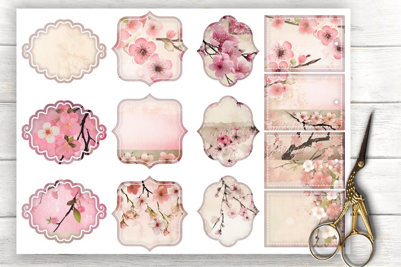 Cherry Blossom Ephemera, Add-on, Digital Download, Collection ...