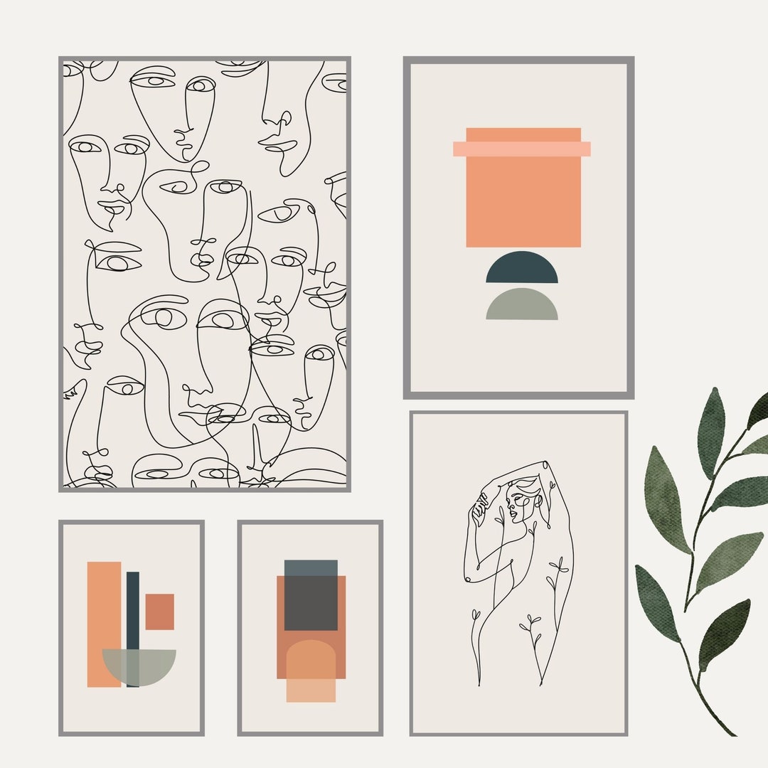 Mid Century Modern Neutral Boho Wall Art Prints,set of 3, Pastel Colors ...