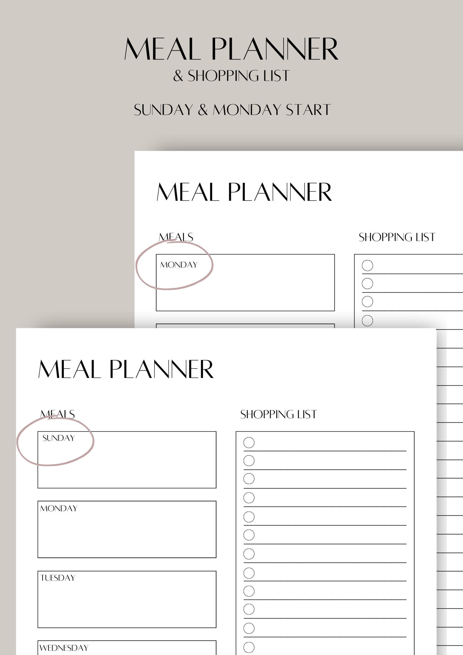 Printable Weekly Meal Planner & Grocery List | Weekly Menu Planner ...