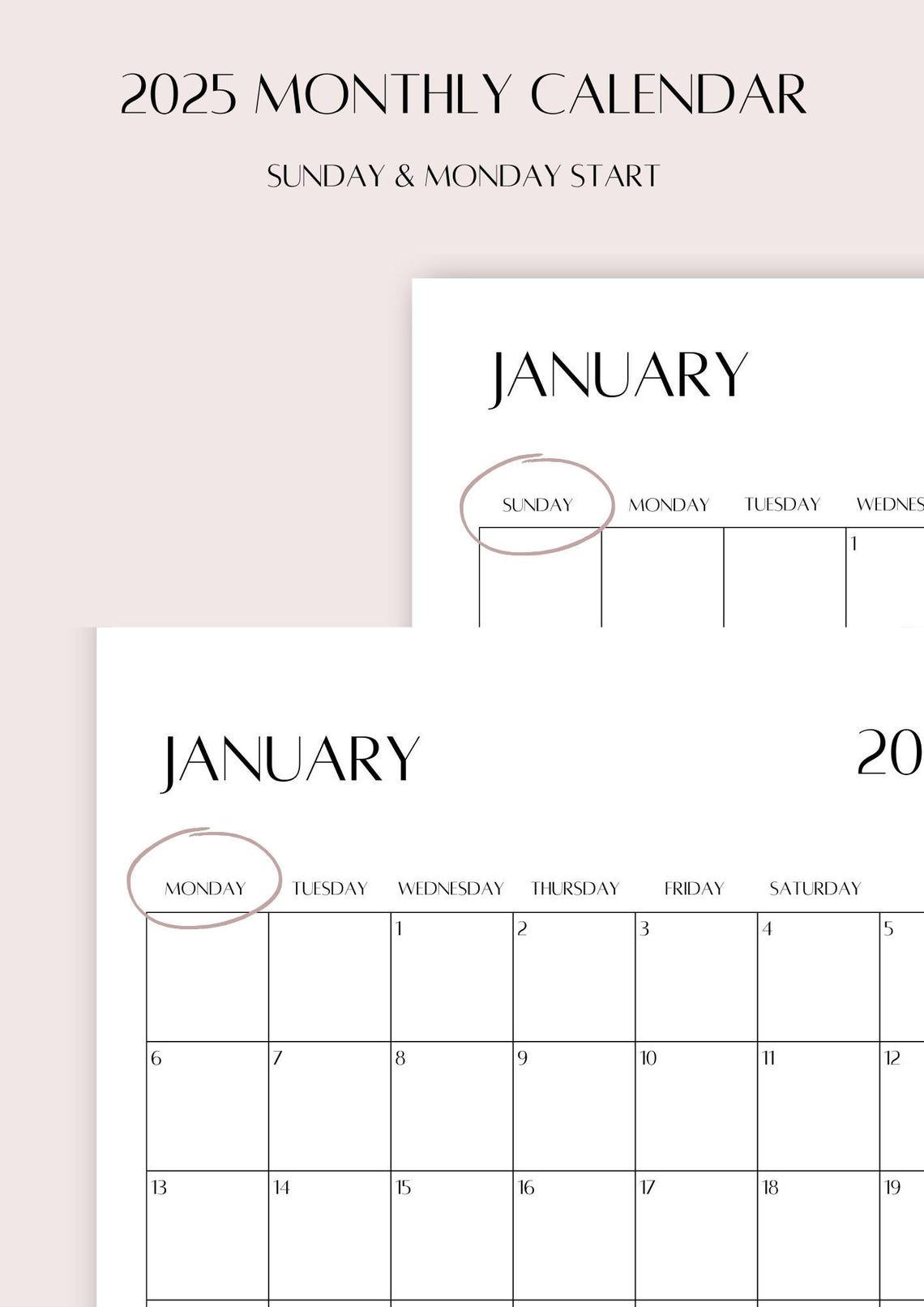 Printable 2025 Calendar | Monthly Planner | Monthly Organizer | Monthly ...
