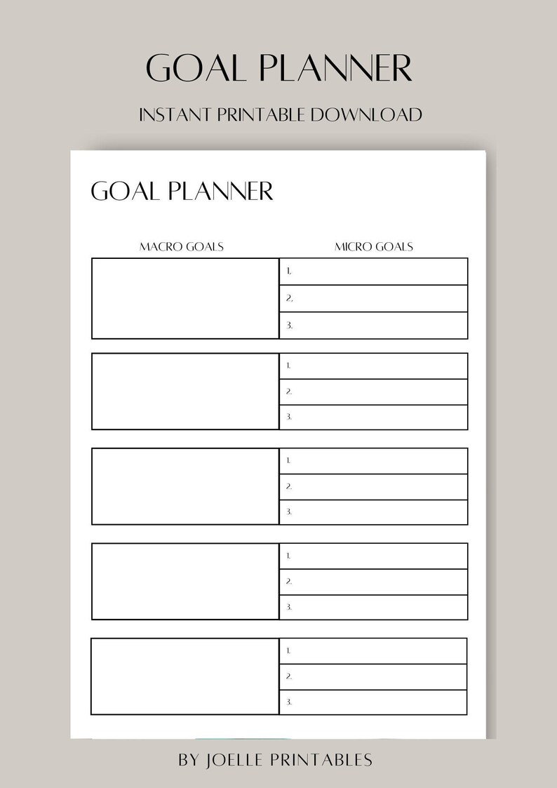 Printable Goal Planner | Goal Tracker | Instant Download | Letter & A4 ...