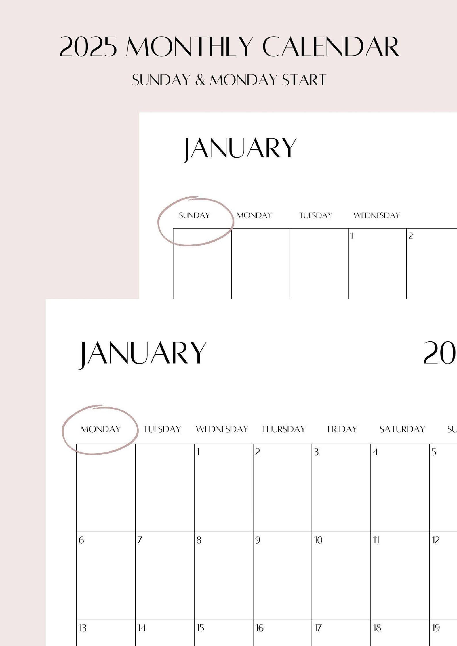 Printable 2025 Calendar | Monthly Planner | Monthly Organizer | Monthly ...