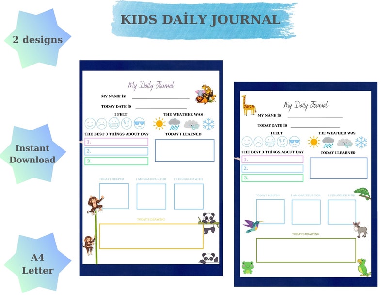 Kids Daily Journal Printable | Journal for Kids - Etsy