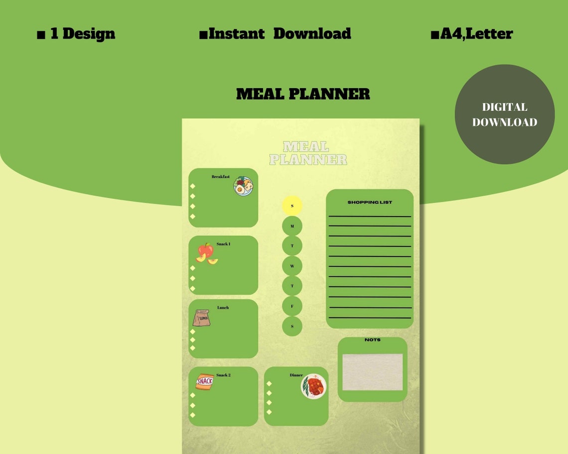 Digital Planner,meal Planner,digital Printable Planner,digital Download ...
