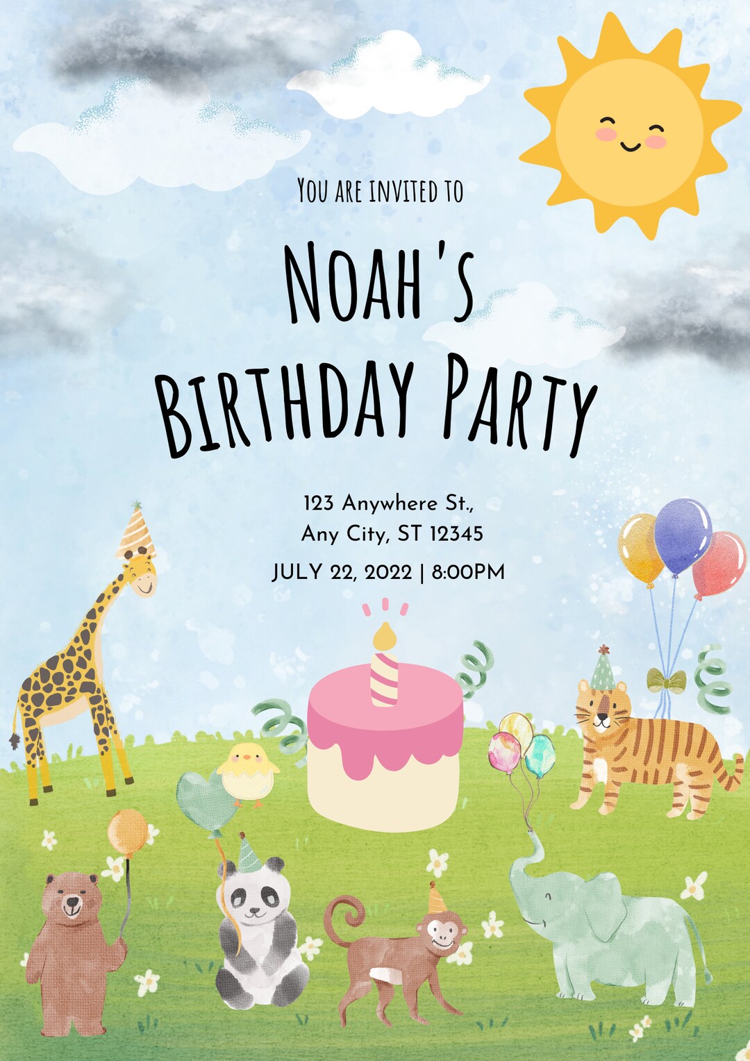 Editable Animal Birthday Invitation | Party Animal Invitation | Party ...