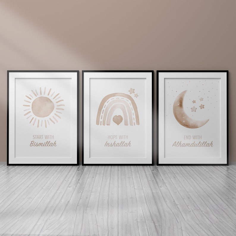 Set of 3 Islamic Printable Poster / Bismillah, Inshaallah ...