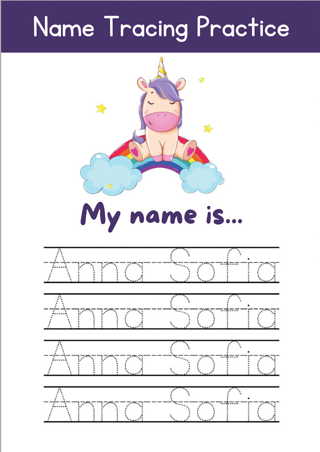Customizable/personalized With Your Child's Name Handwriting Tracing ...