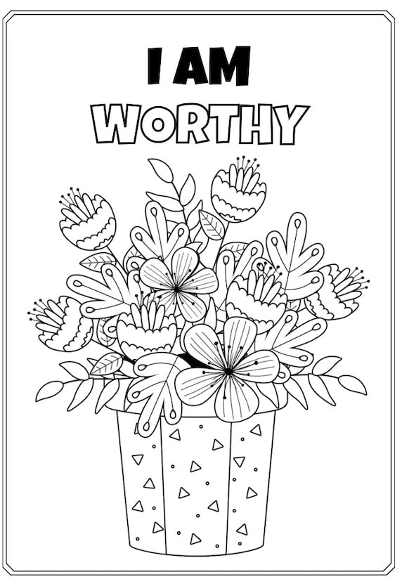 Positive Affirmations Flower Coloring Book - Etsy