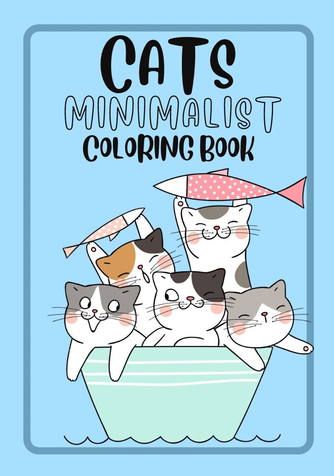 Cats Minimalist Coloring Book All Ages 20 Pages Printable - Etsy