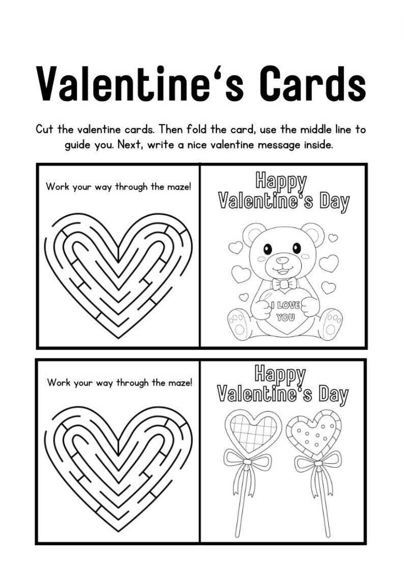 70 Pages Valentine's Day Cards Activity: Colorful Coloring Book of ...