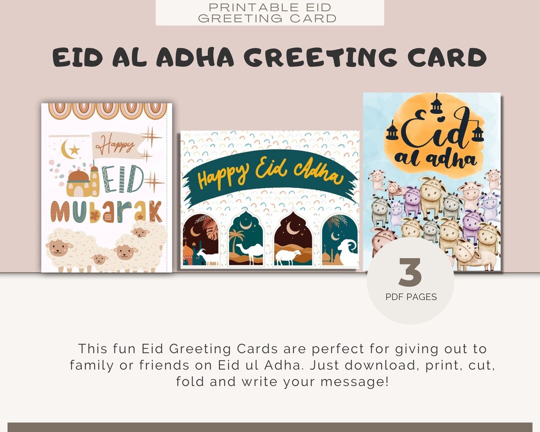 Eid Al Adha Mubarak Cards Eid Gifts for Kids Eid Greeting - Etsy