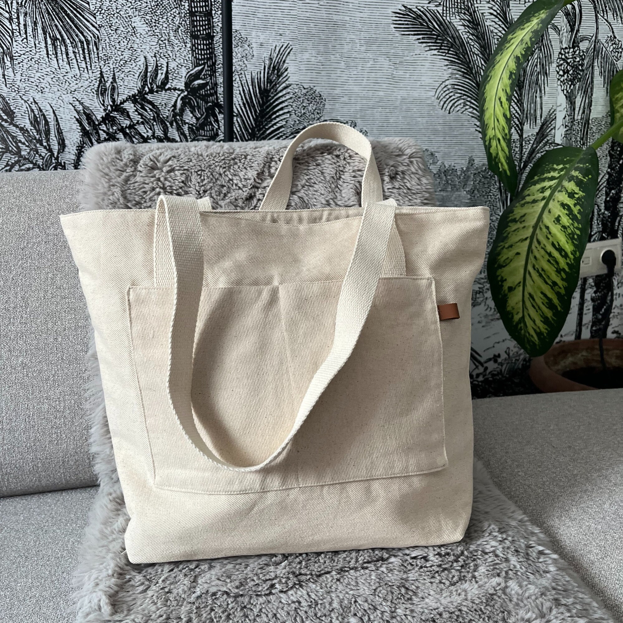Linen,canvas Tote Bag Pockets, Aesthetic Bag for Everyday Essentials ...