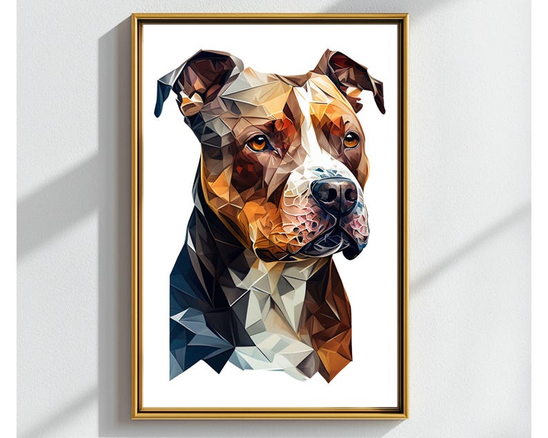 Fall Colored Pitbull Portrait Wall Art - Digital Download Wall Art ...