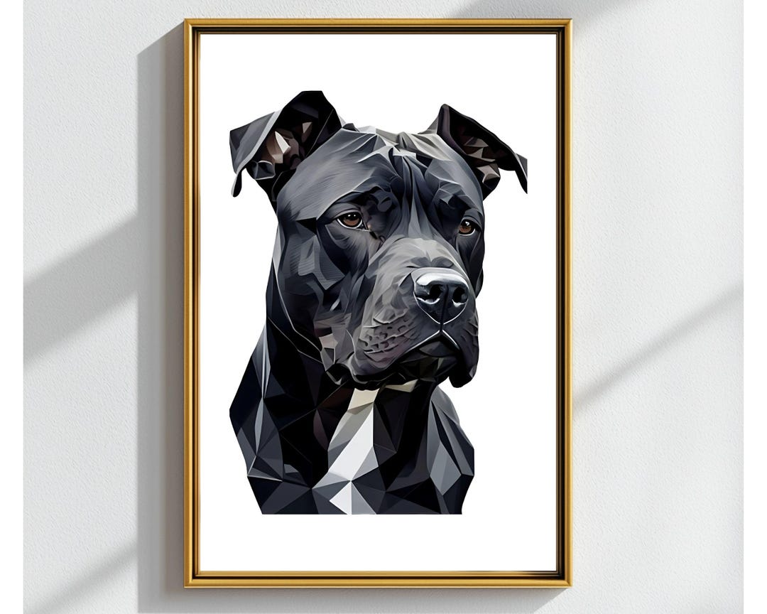 Dark Pitbull Portrait: Geometric Dog Art Print (digital Download) - Etsy