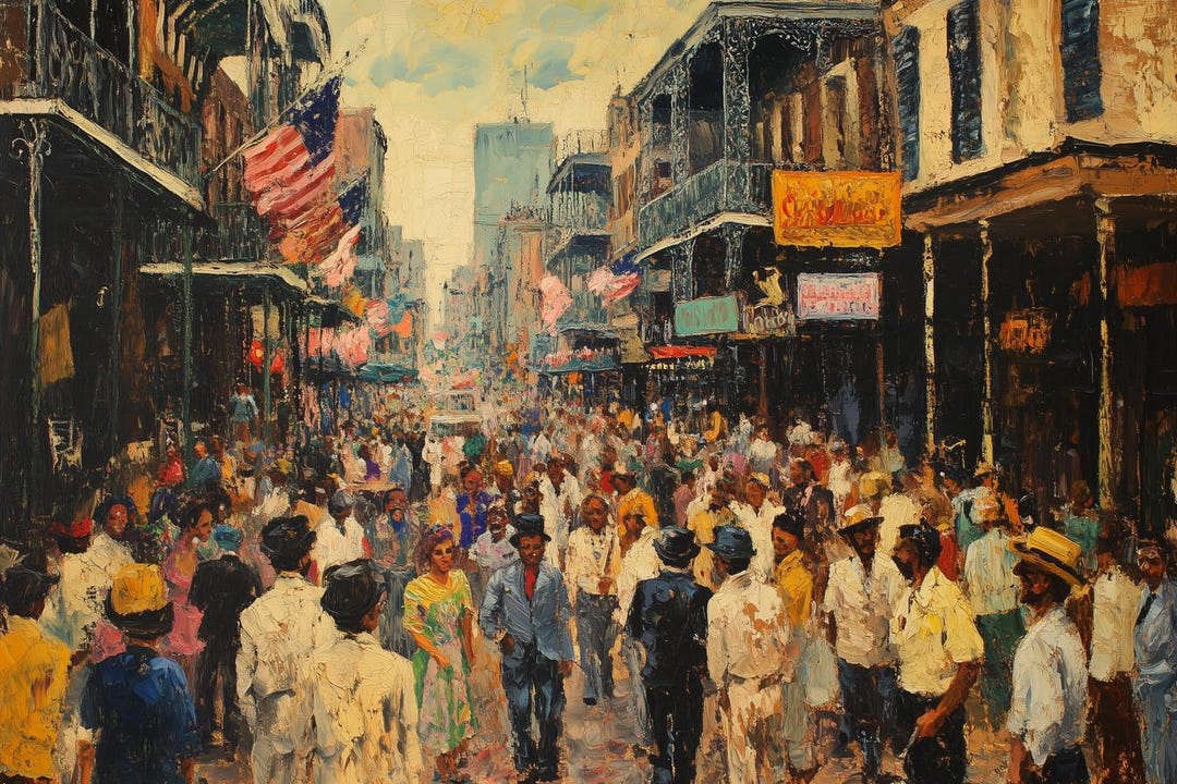 Colorful Crowd Scene Canvas Print Inspired by Impressionism Vibrant ...