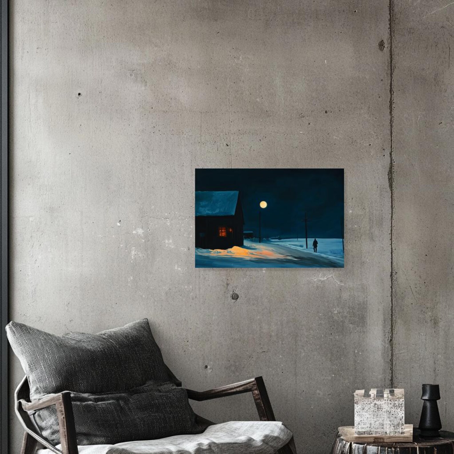 Winter Night Landscape Canvas Print Inspired by Edward Hopper – Cozy ...