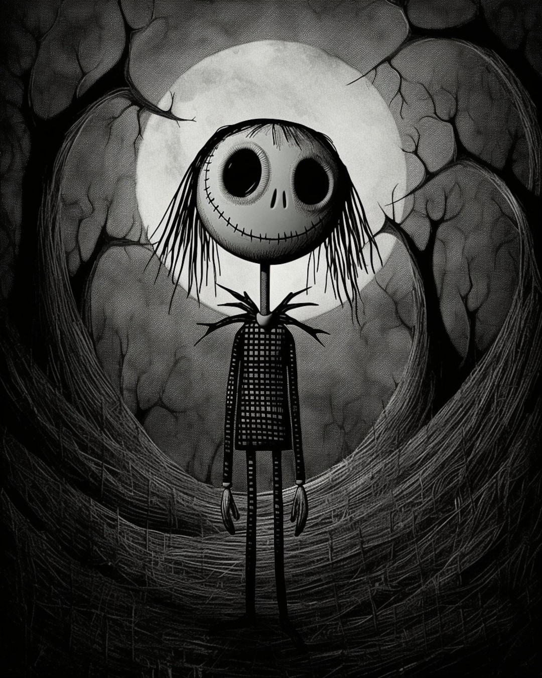 Jack's Halloween Nightmare: Shades of Gray Wall Art in Custom Canvas ...