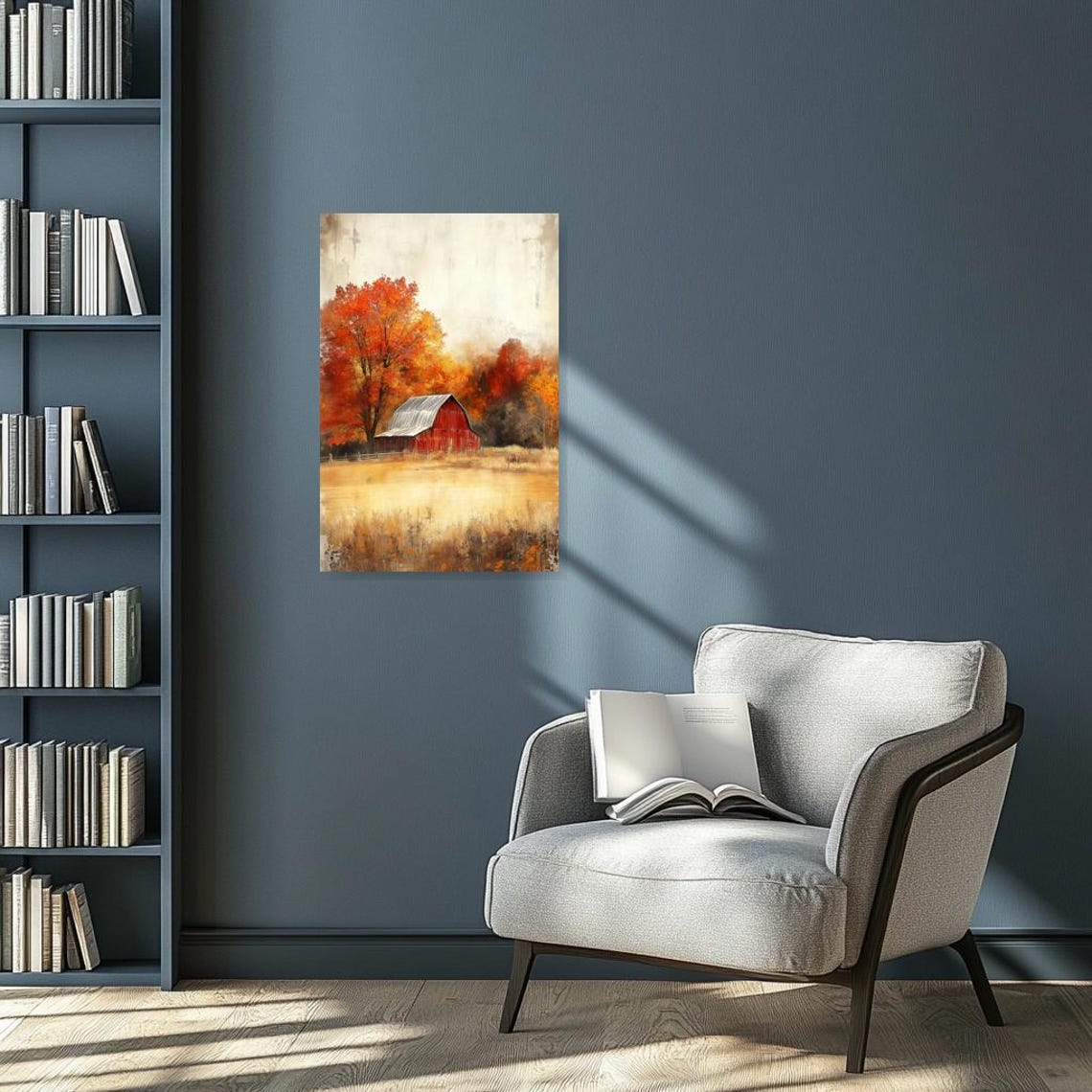 Rustic Autumn Barn Canvas Print Wall Art, Beautiful Fall Landscape ...