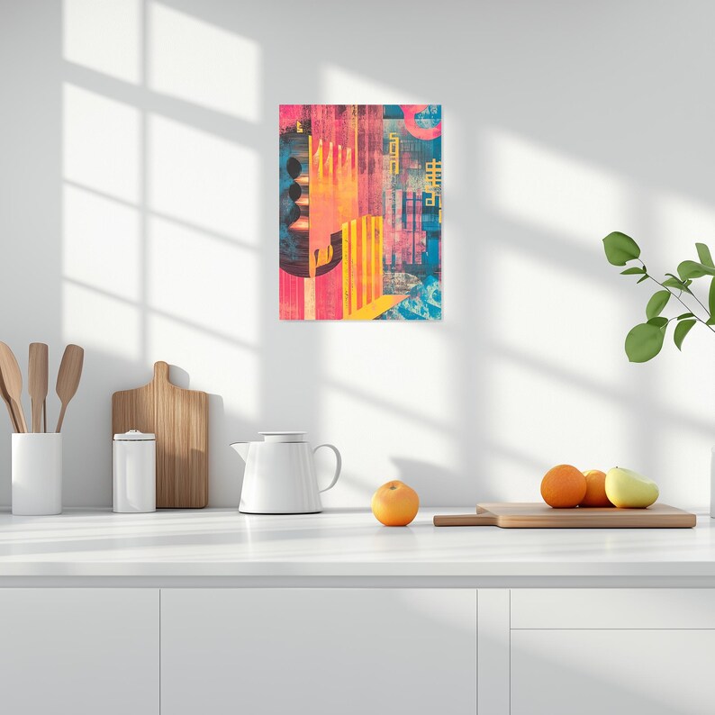 Vibrant Abstract Wall Art Canvas Print Inspired by Modernist Style Bold ...