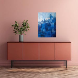 Sophisticated Blue Abstract Cityscape Canvas Print Inspired by Wassily ...