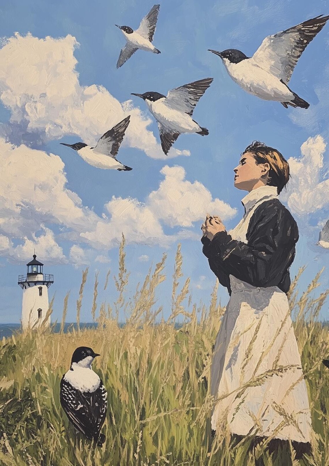 Inspired by Andrew Wyeth Landscape Canvas Print With Woman, Luminous ...