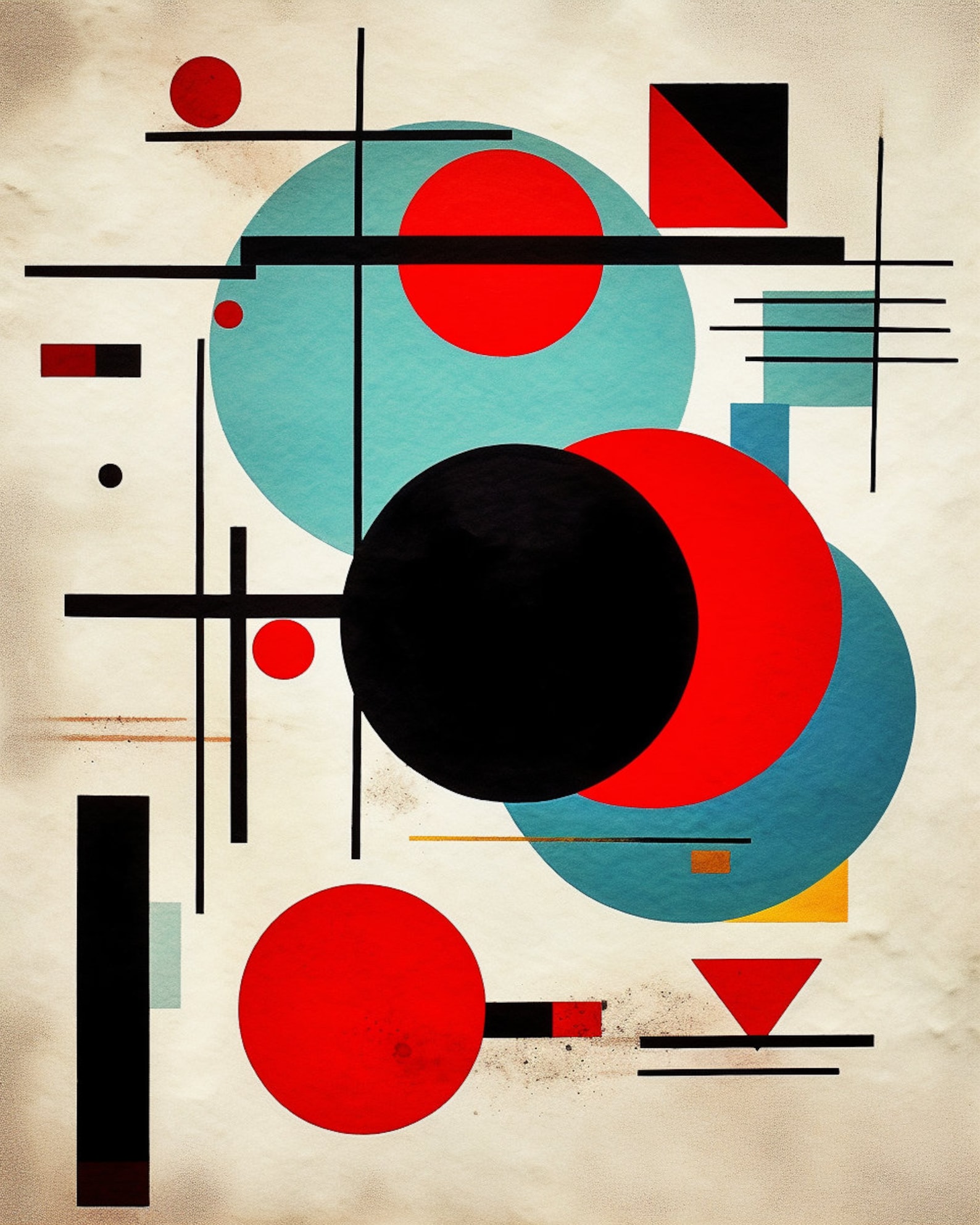 Mechanized Forms Meet Modern Art in Red / Turquoise: Abstract Art ...