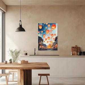 Stunning Lantern Festival Wall Art Canvas Print in Watercolor Style ...