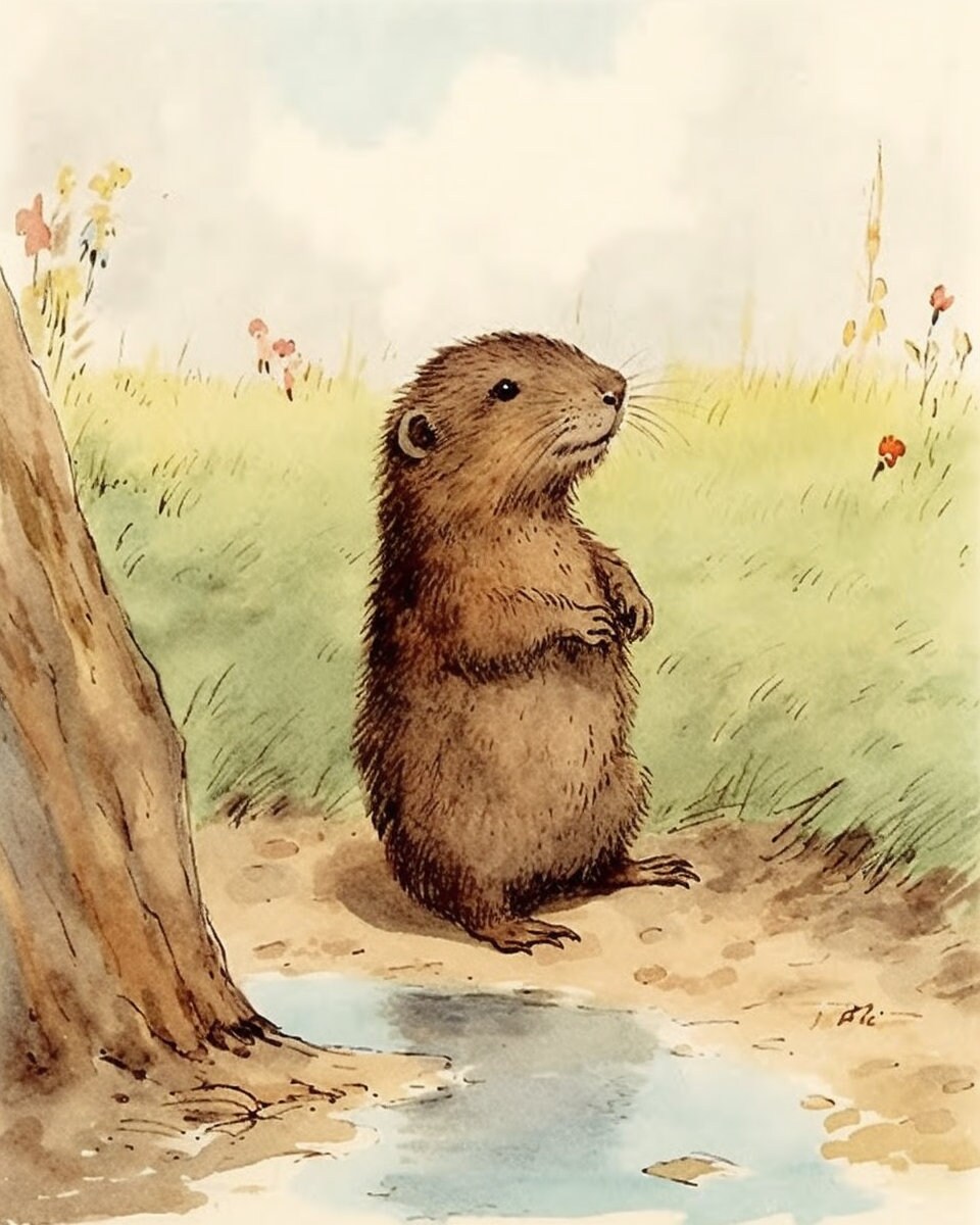 Adorable Friendly Mole in Beatrix Potter Style Custom Canvas Print ...